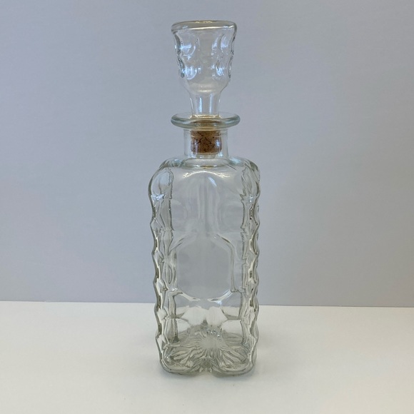 Dining | Vintage Glass Square Liquor Decanter With Stopper That Has Cork | Poshmark